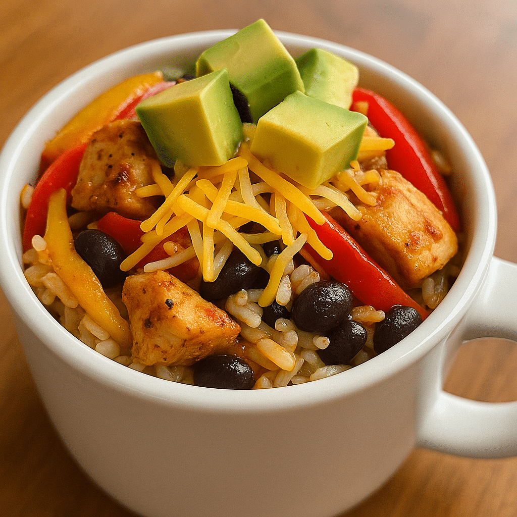 My Easy Fajita Rice Bowl in a Mug
